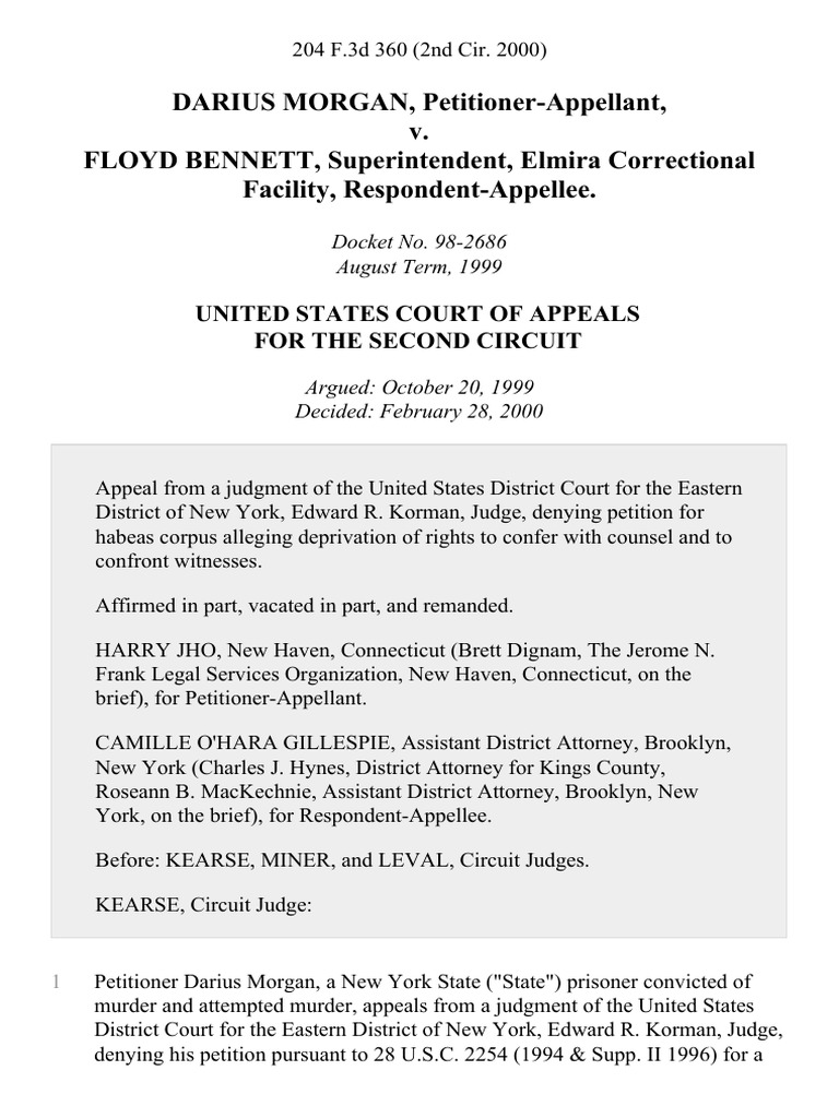 Darius Morgan v. Floyd Bennett, Superintendent, Elmira Correctional ...