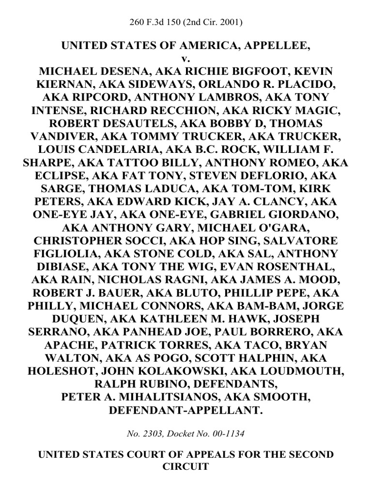 260 F.3d 150 (2nd Cir. 2001) : United States Court of Appeals For The ...