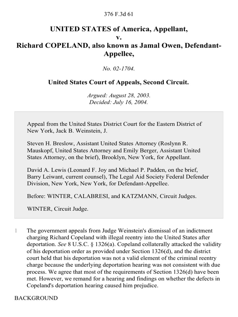 United States v. Richard Copeland, Also Known As Jamal Owen, 376 F.3d ...