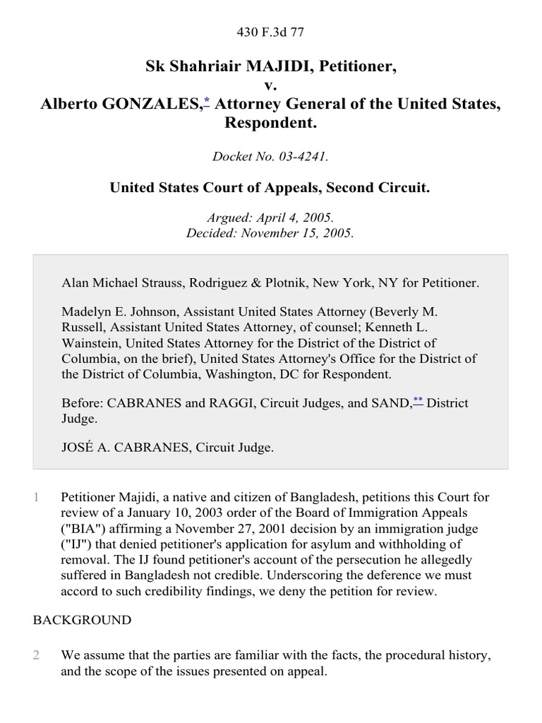 SK Shahriair Majidi v. Alberto Gonzales, Attorney General of The United ...
