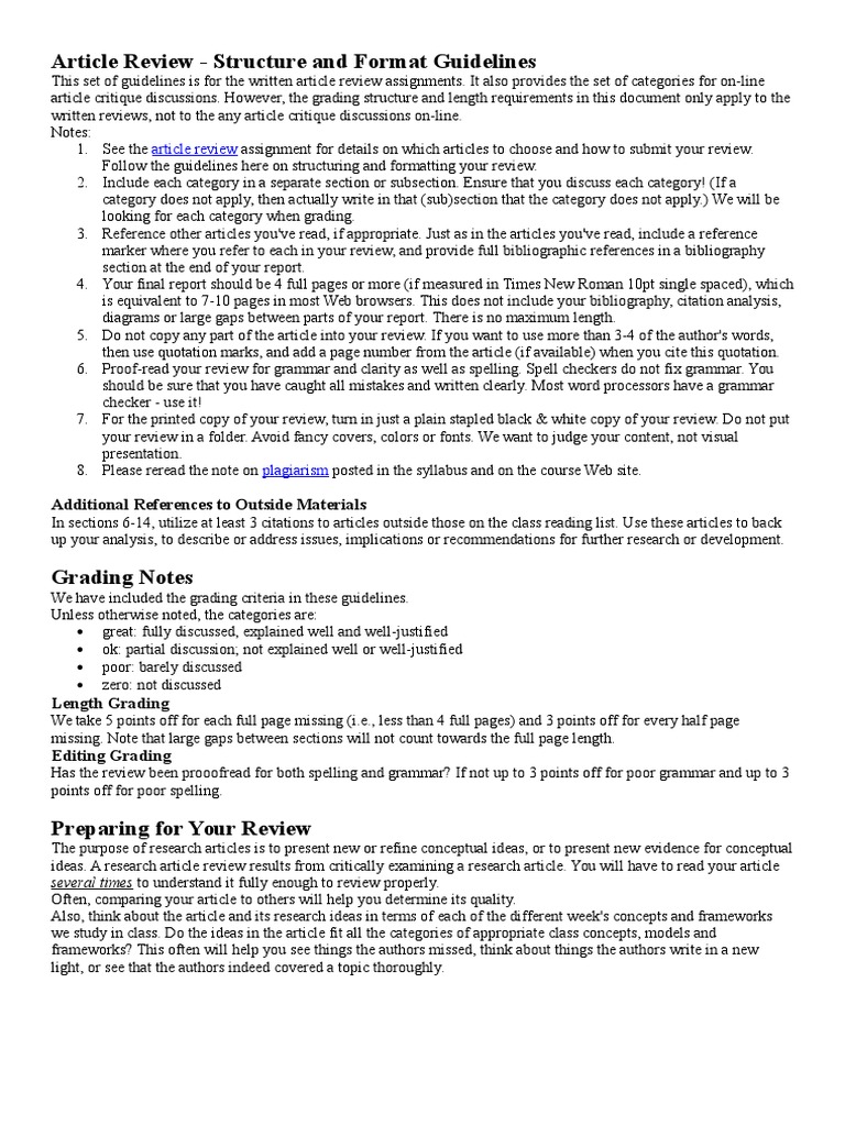 Article Review - Structure and Format Guidelines | PDF | Citation ...
