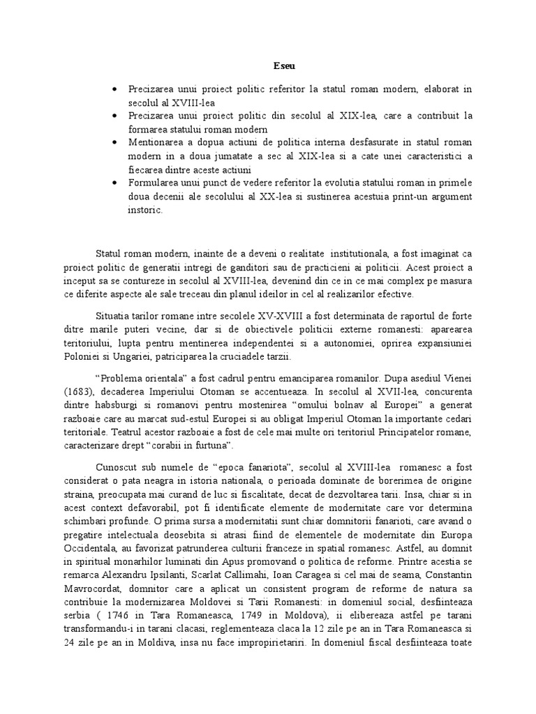 Statul Roman Modern 1 | PDF