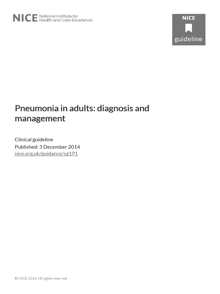NICE Guideline Pneumonia in Adults: Diagnosis and Management ...