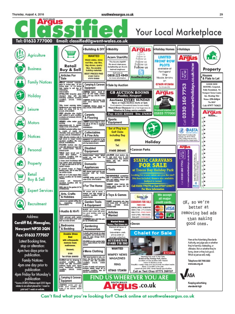 Argus Classified 040816 | PDF | Advertising | Wheeled Vehicles