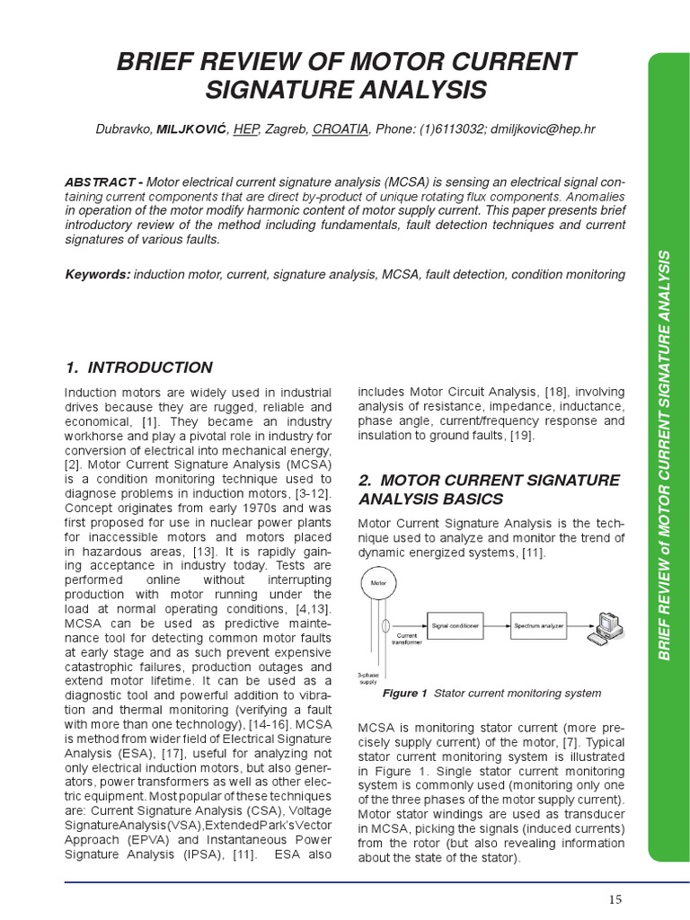 2 Brief Review of Motor Current Signature Analysis | PDF