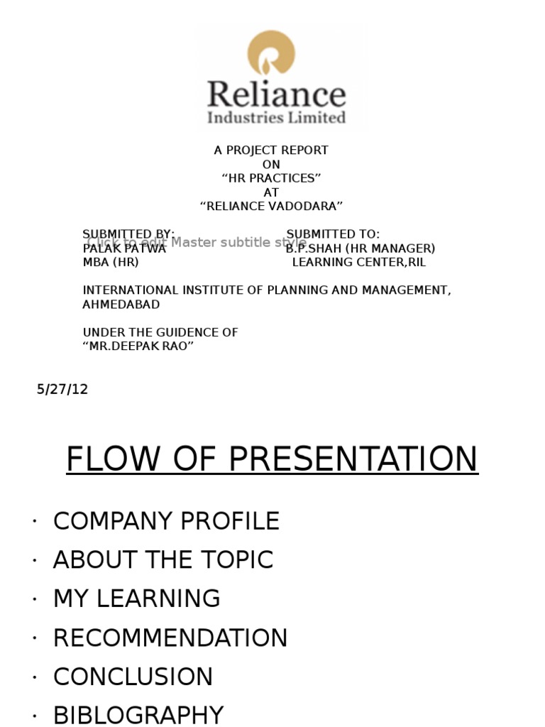 of HR Practices in Reliance Industries | PDF | Human Resource ...