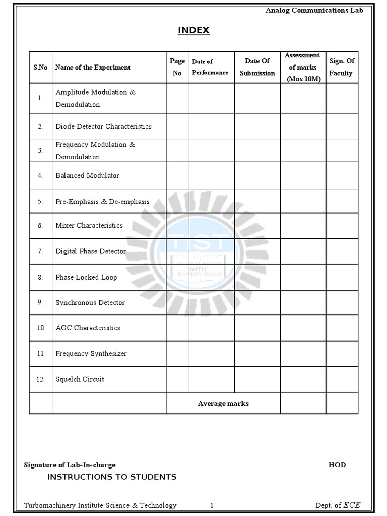 Analog Communications Lab PDF | PDF | Detector (Radio) | Frequency Modulation
