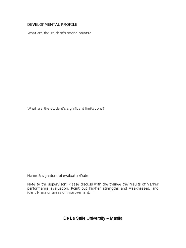 Developmental Profile | PDF