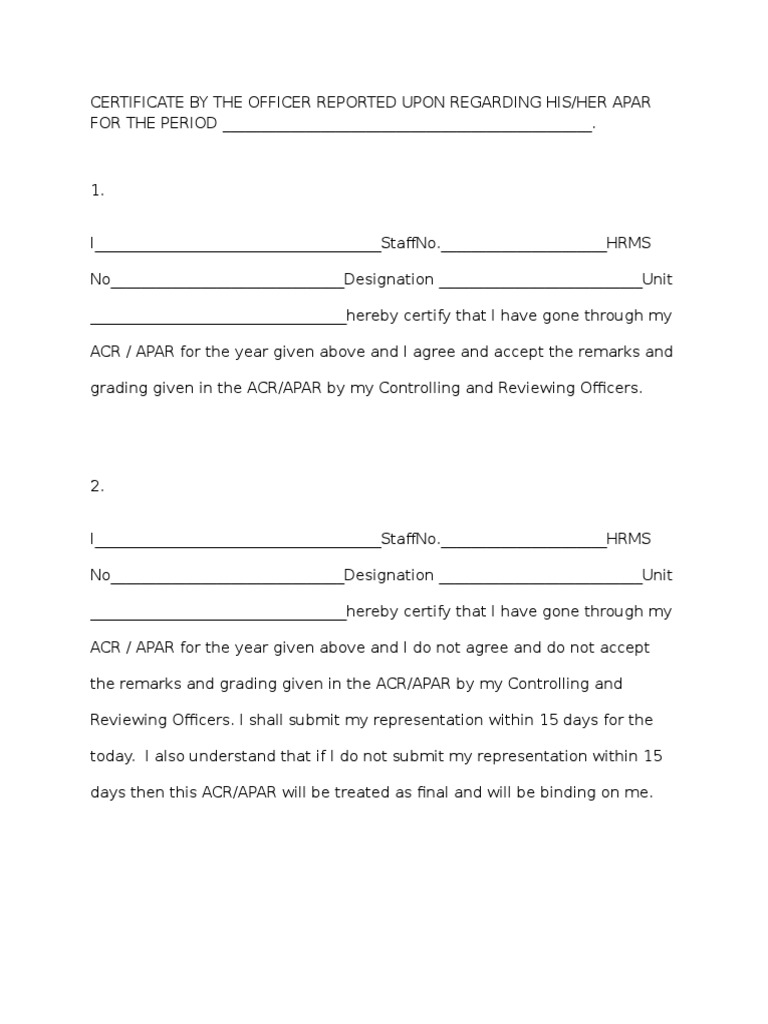 Apar Disclosure Certificate | PDF