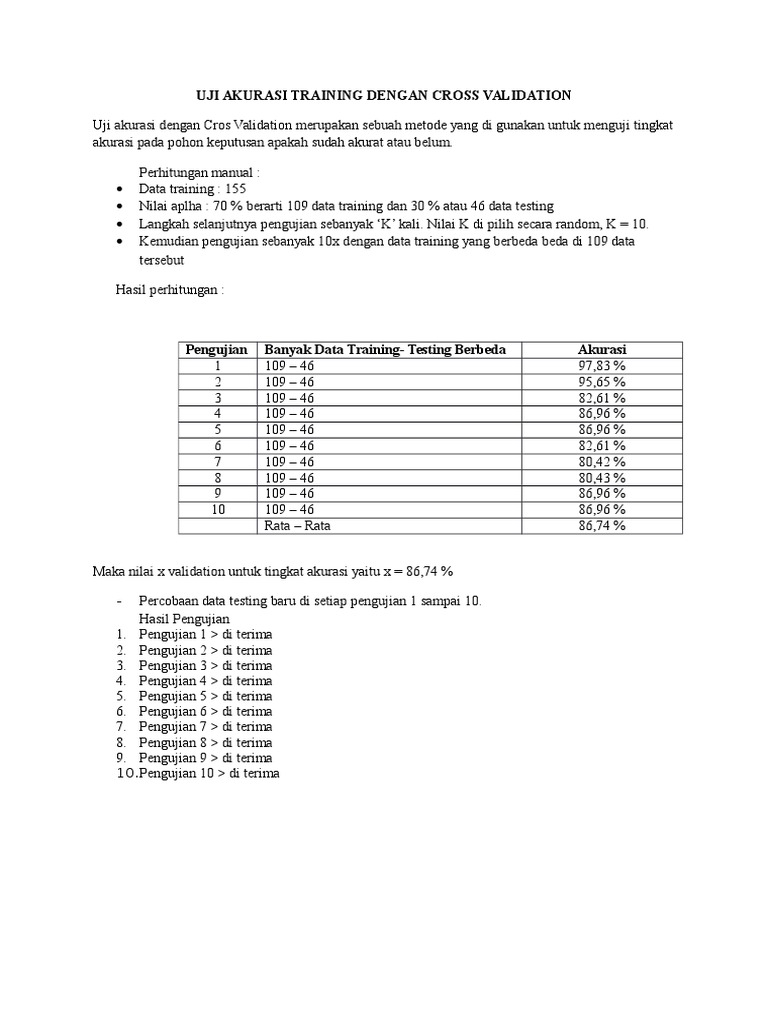 Uji Akurasi Dengan Cross Validation | PDF