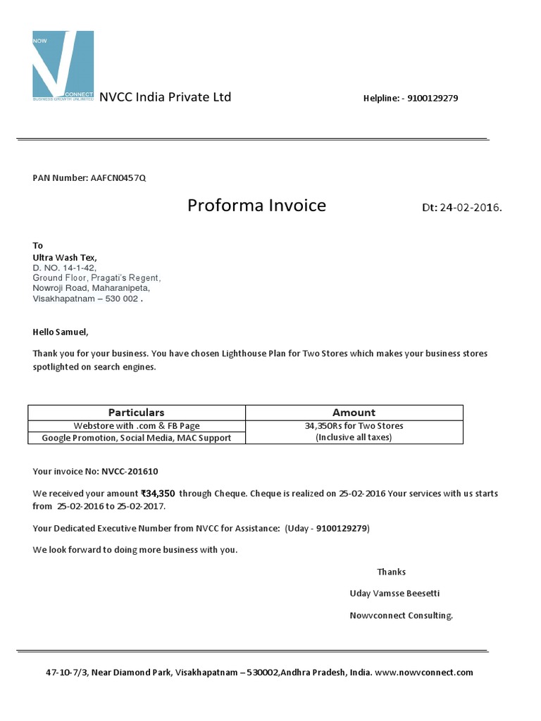 UltraWashTex Proforma Invoice | PDF