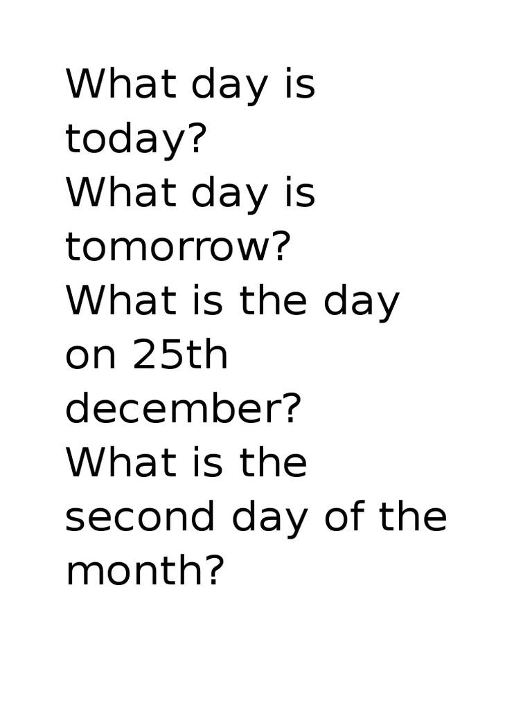 What Day Is Today? What Day Is Tomorrow? What Is The Day On 25th ...