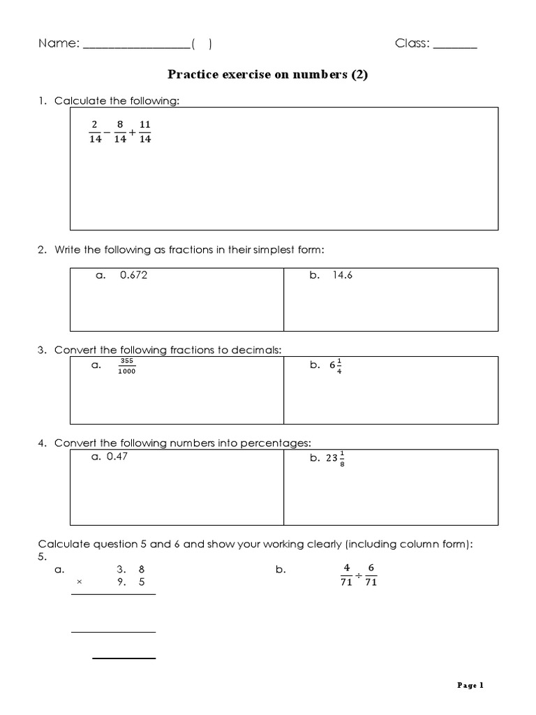 Practice Exercise On Numbers - 2 | PDF