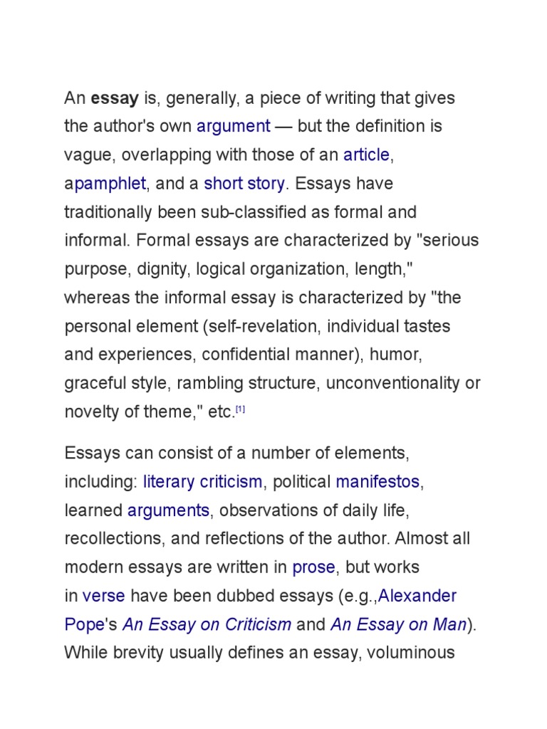 Argument Article Pamphlet Short Story: An Essay On Criticism An Essay ...