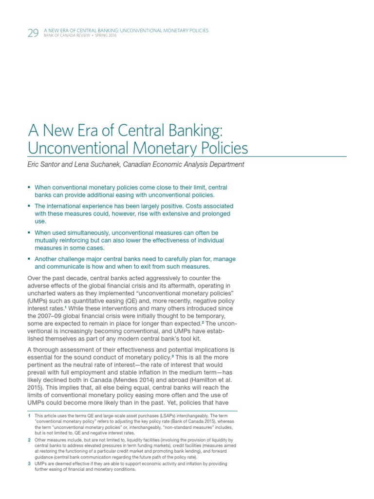 Boc Review Spring16 Santor | PDF | Quantitative Easing | Central Banks
