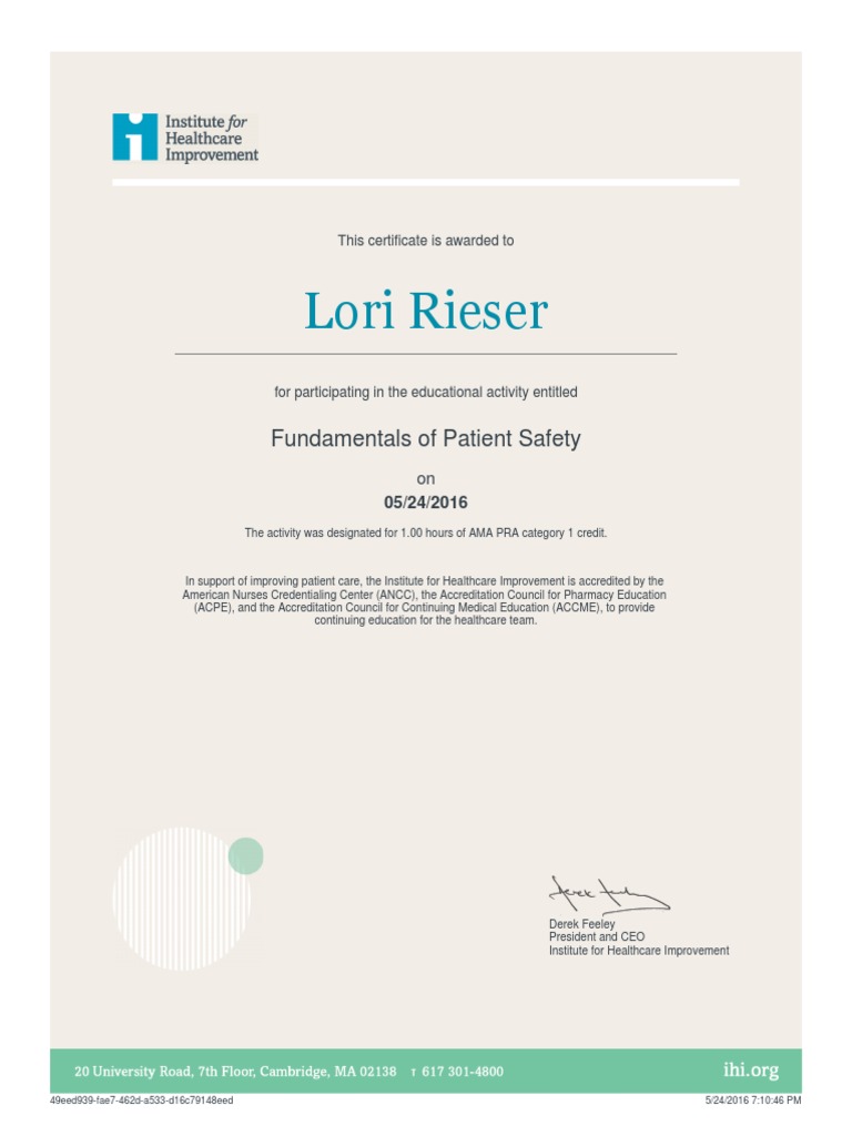 Ihi ps101 Certificate | PDF | Wellness