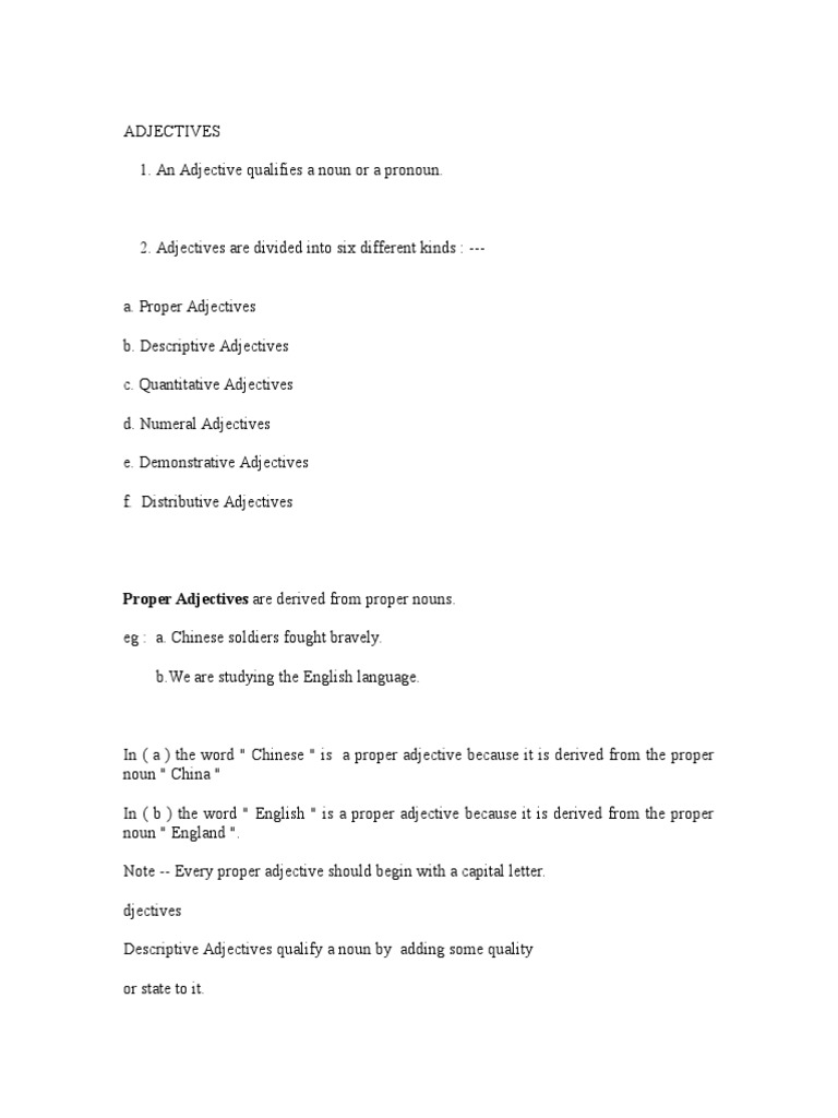 Proper Adjectives Are Derived From Proper Nouns | PDF | Adjective | Noun