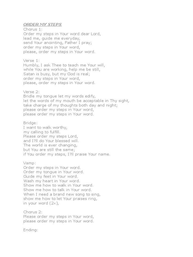 Order My Steps Song Lyrics | PDF