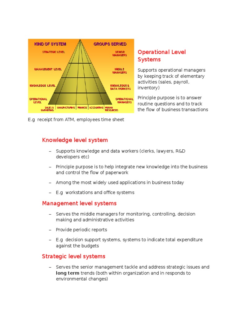 Operational Level Systems: Long Term Trends (Both Within Organization ...