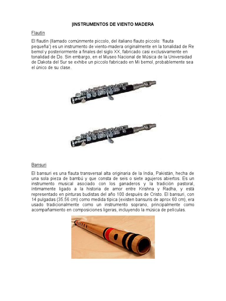 Instrumentos De Viento De Madera Con Nombres Instrumentos De Viento