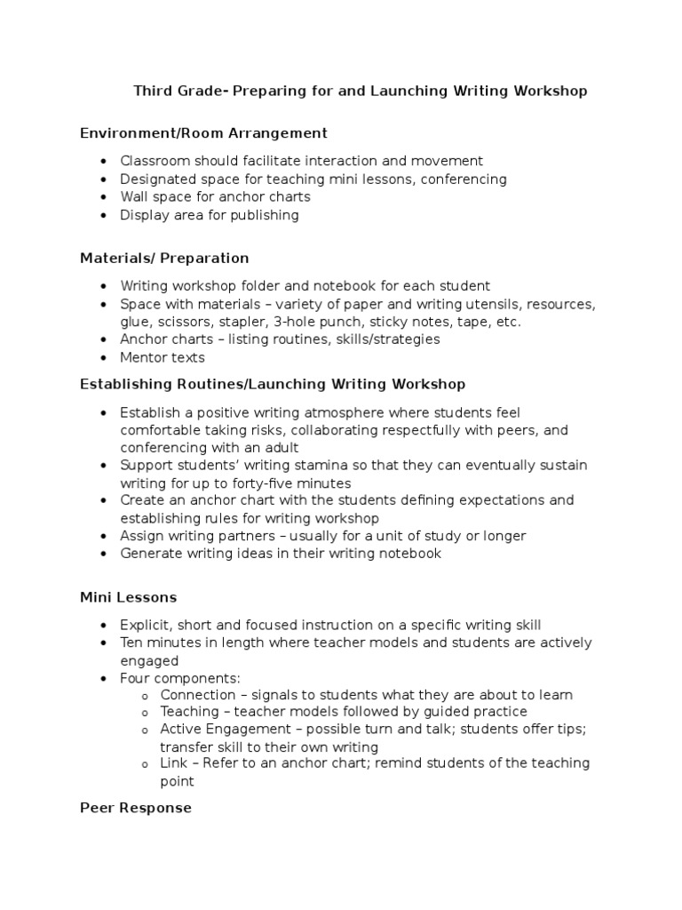 Launching a Third Grade Writing Workshop | PDF | Teaching | Teachers