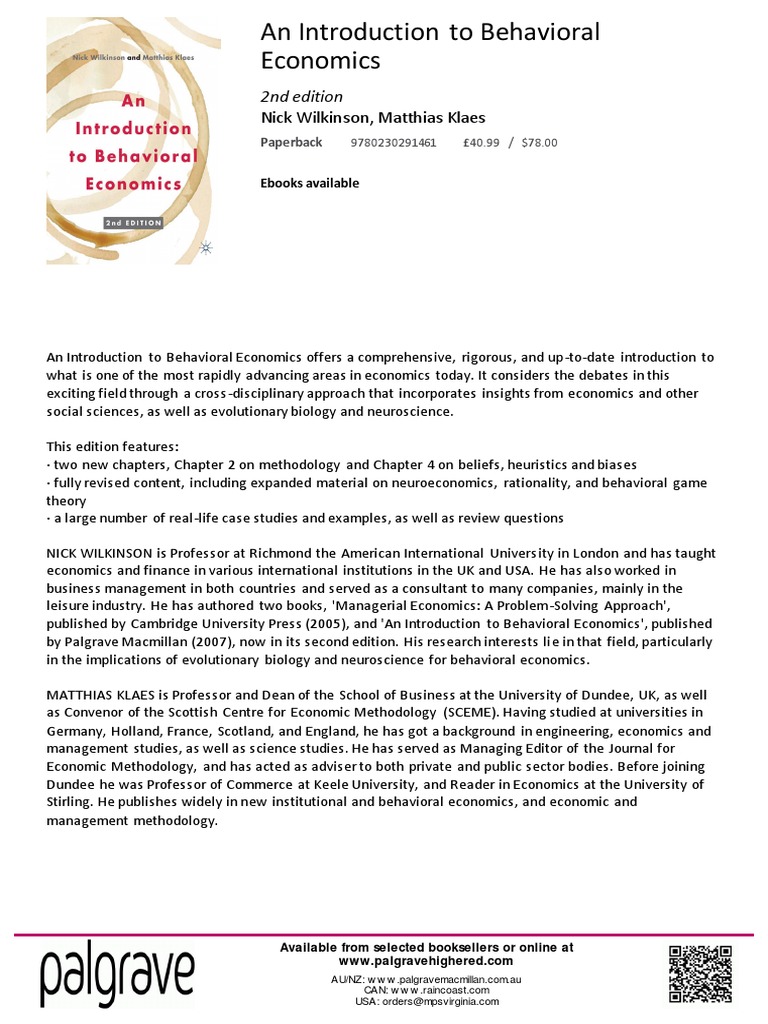 An Introduction To Behavioral Economics | PDF