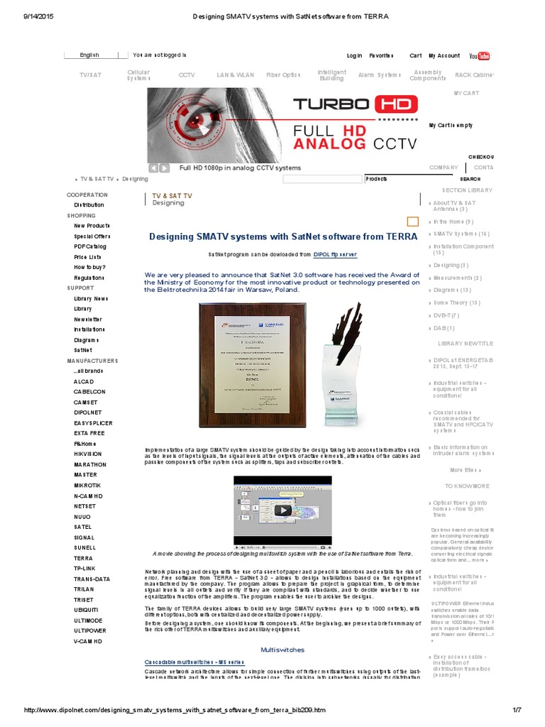 Designing SMATV Systems With SatNet Software From TERRA PDF | PDF