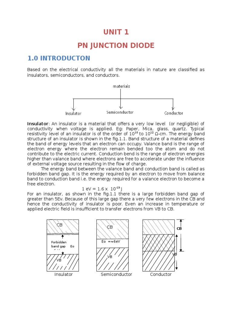 Edc Unit 1 PN Diode | PDF | P–N Junction | Diode