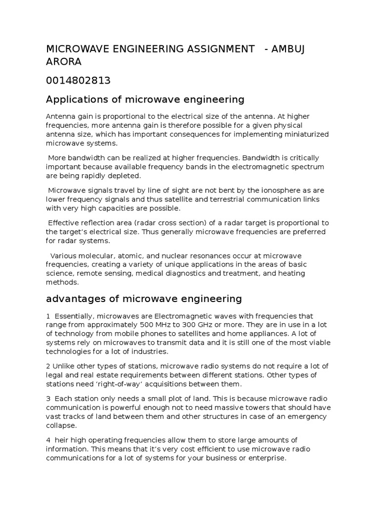 Applications of Microwave Engineering | PDF | Microwave | Radio