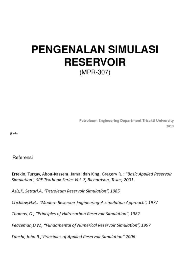 Pengenalan Simulasi Reservoir Migas | PDF