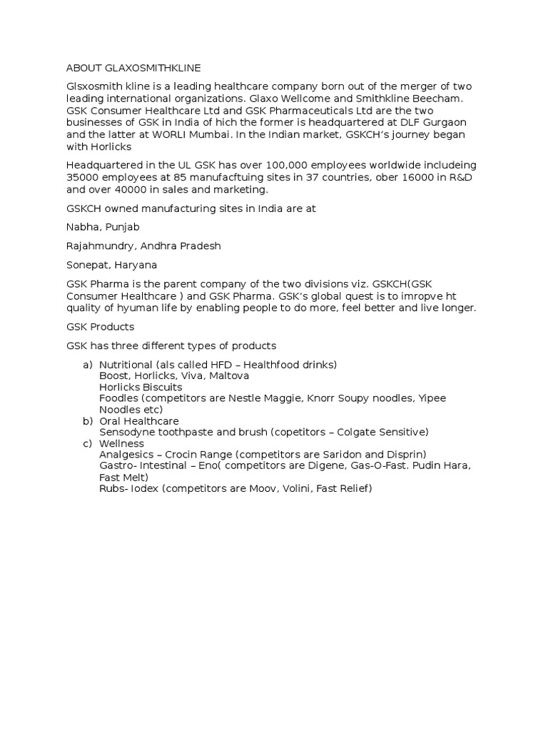 GSK | PDF | Glaxo Smith Kline | Industries