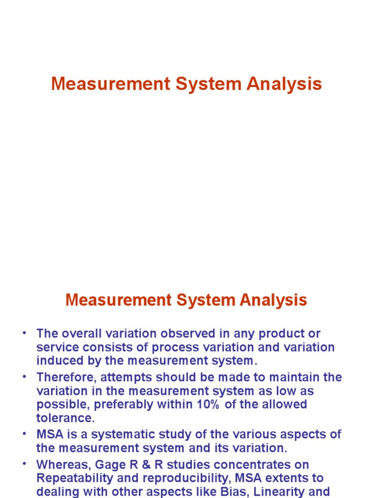 Measurement System Analysis Overview | PDF | Bias | Measurement