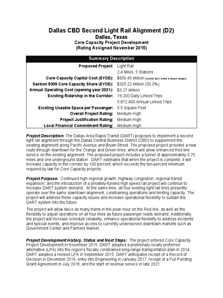 Dallas CBD Second Light Rail Alignment (D2) | PDF | Light Rail | Dallas