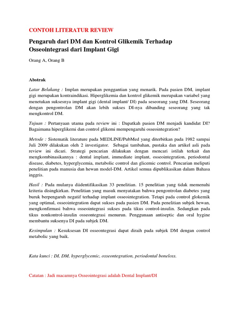 Contoh Literatur Review Mudah | PDF