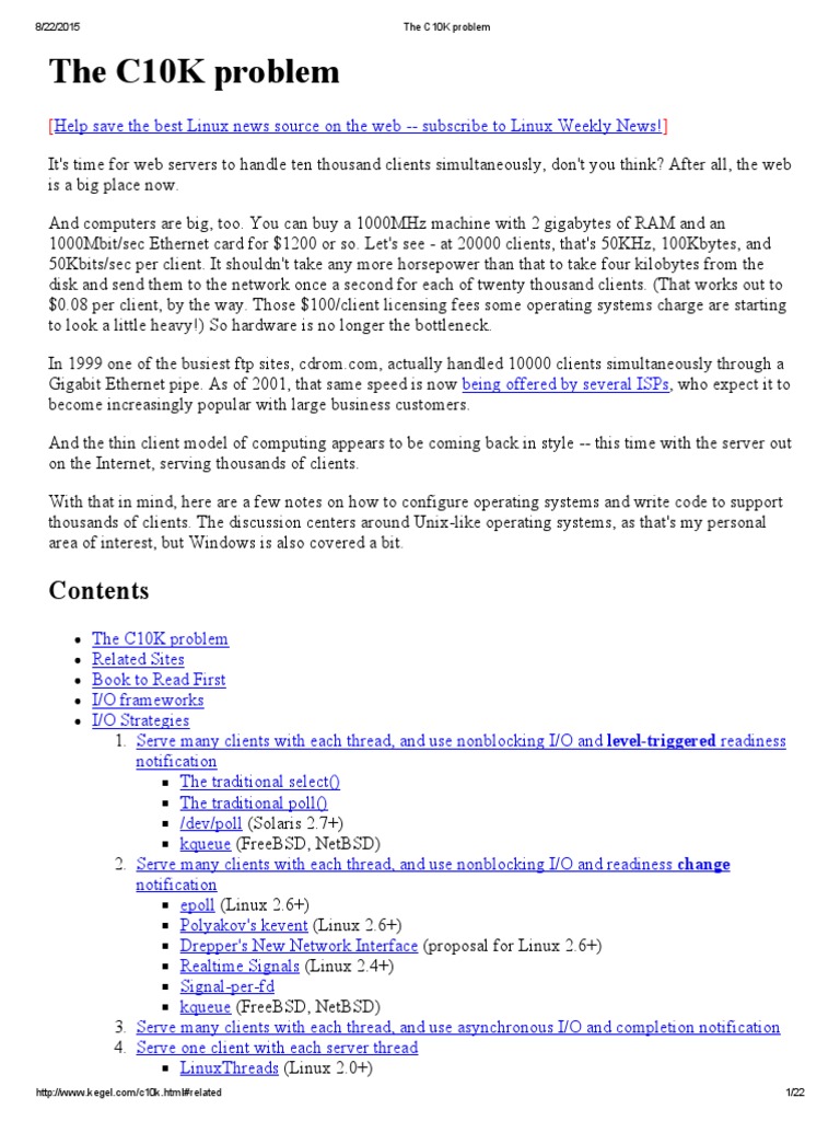 The C10K Problem | PDF | Thread (Computing) | Java (Programming Language)