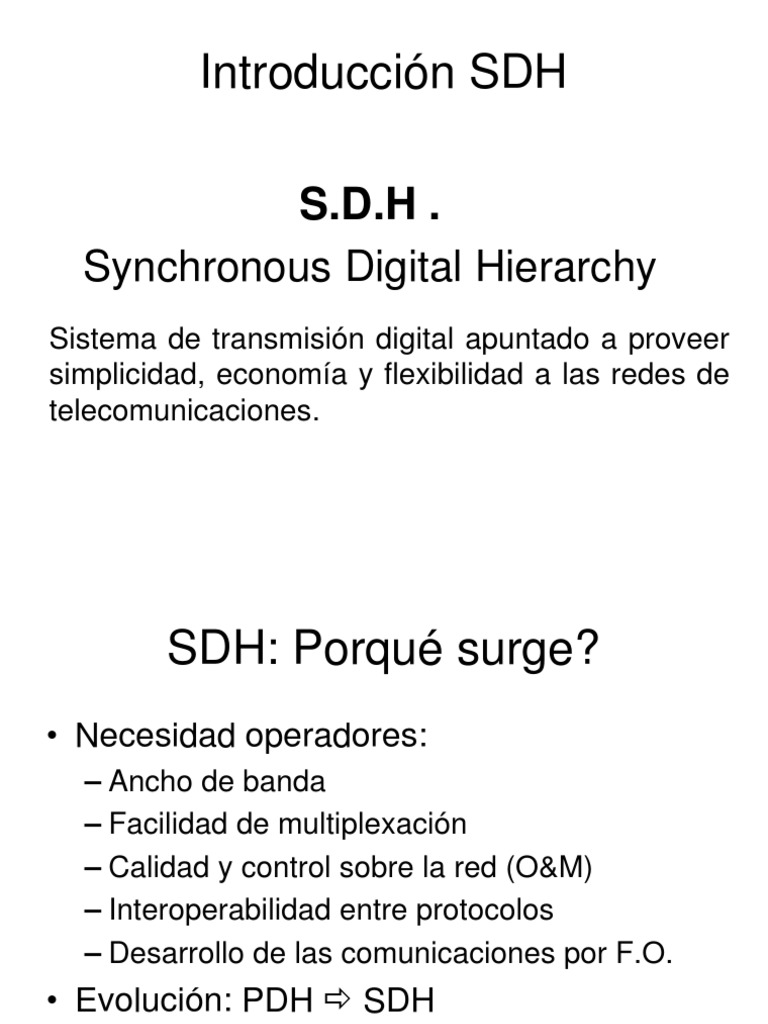 Introducción SDH: Synchronous Digital Hierarchy | PDF | Infraestructura ...