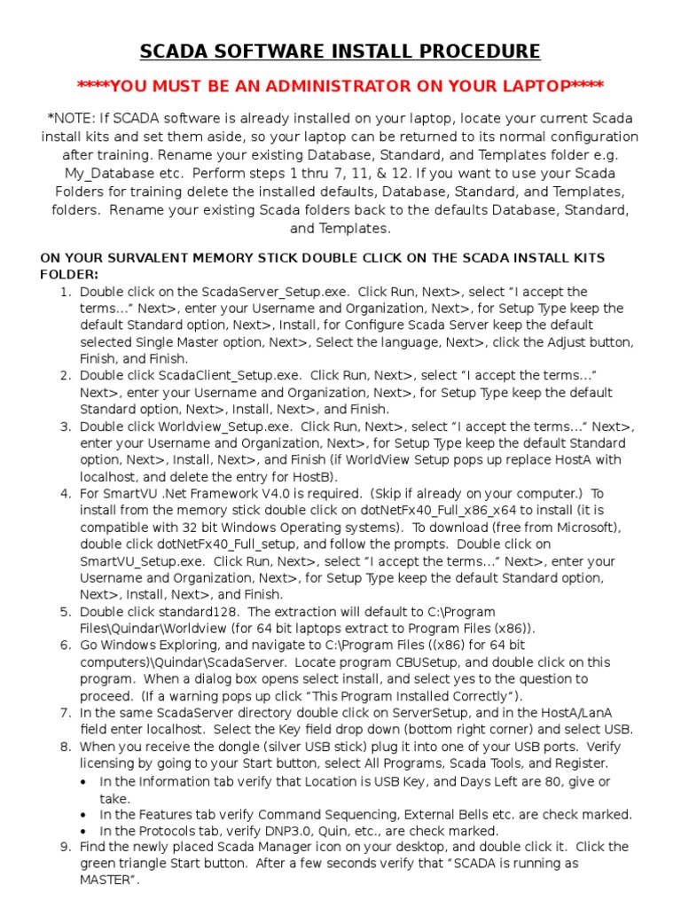 Scada Software Install Procedure | Download Free PDF | Directory (Computing) | Computer File
