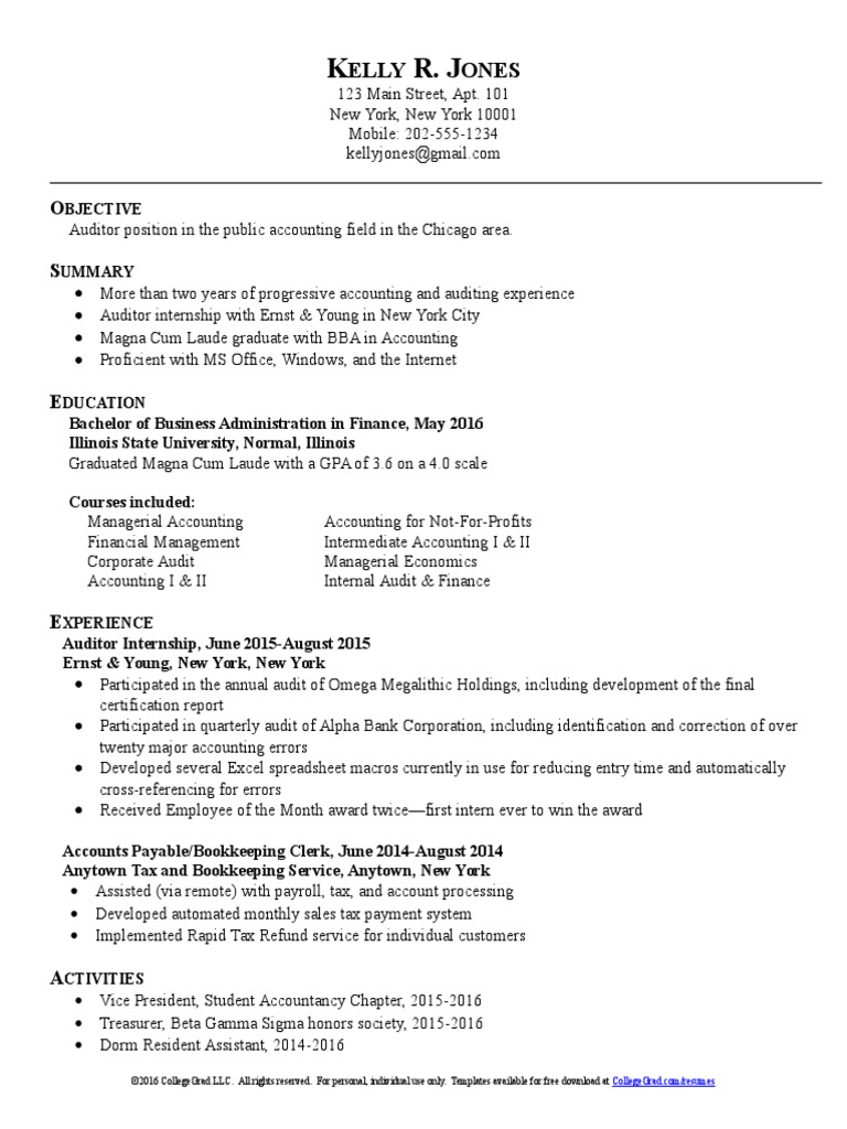 Accounting Resume Template | Pdf