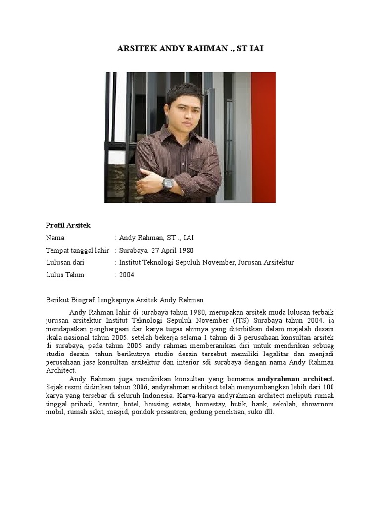 Arsitek Andy Rahman | PDF