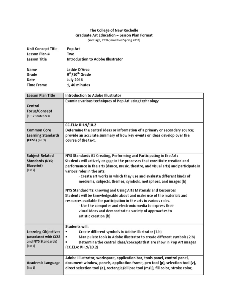 Lesson 2 | PDF | Adobe Illustrator | Lesson Plan