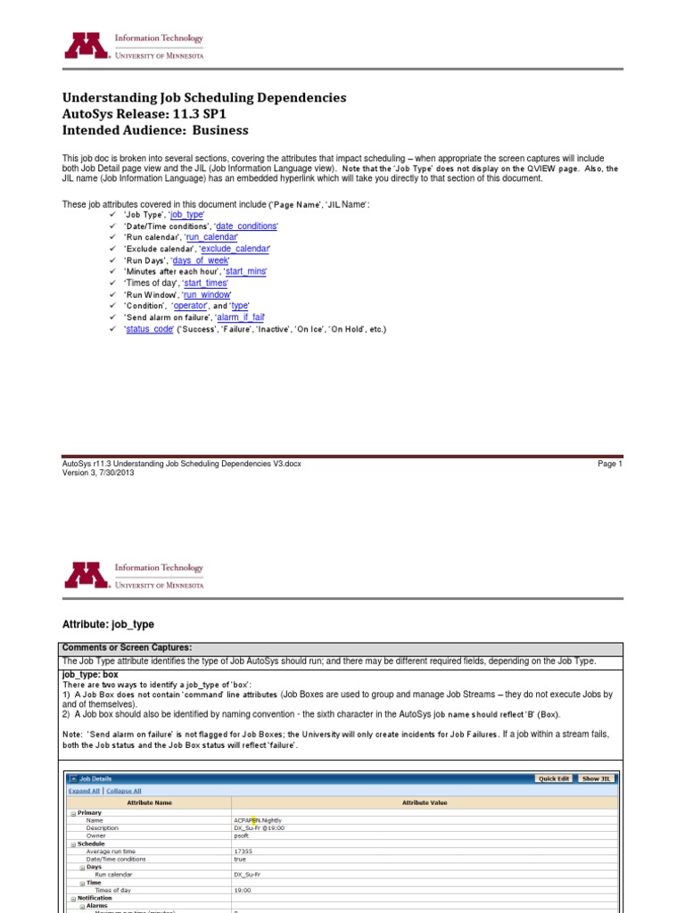 AutoSys r11.3 Understanding Job Scheduling Dependencies V3 | Scheduling ...