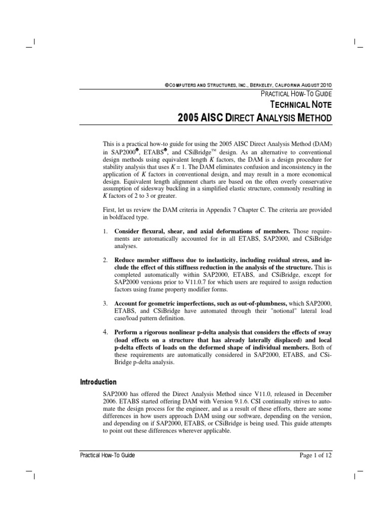 Direct Analysis Method AISC 360 | PDF | Nonlinear System | Parameter (Computer Programming)