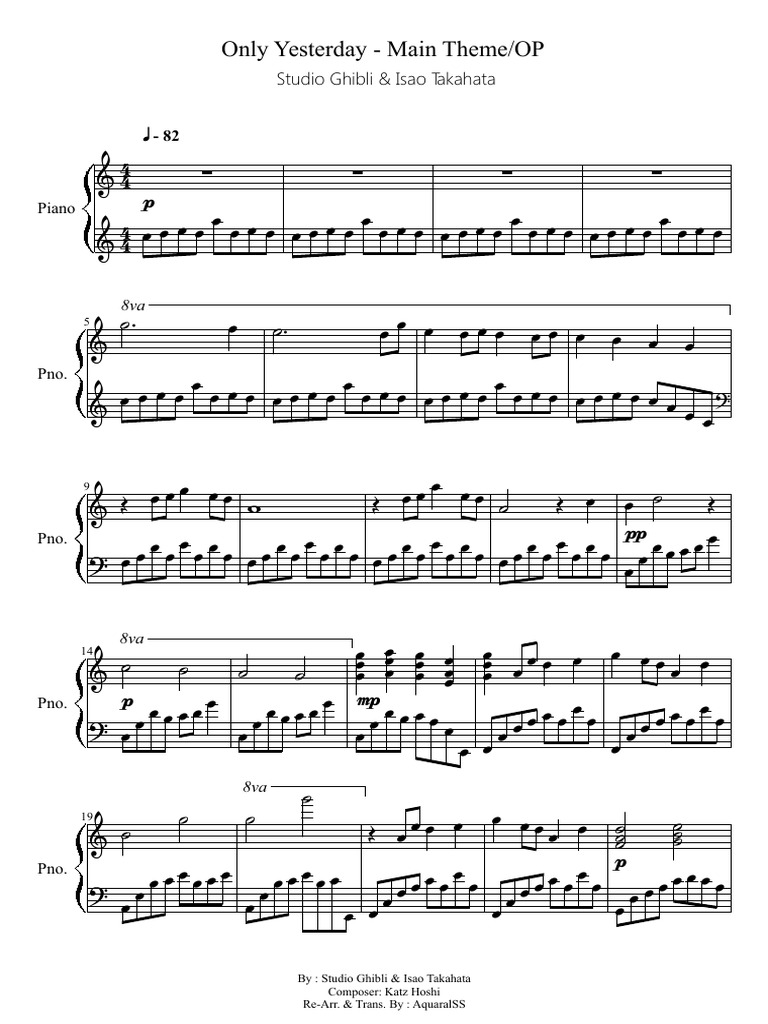 Only Yesterday - Main Theme OP | PDF