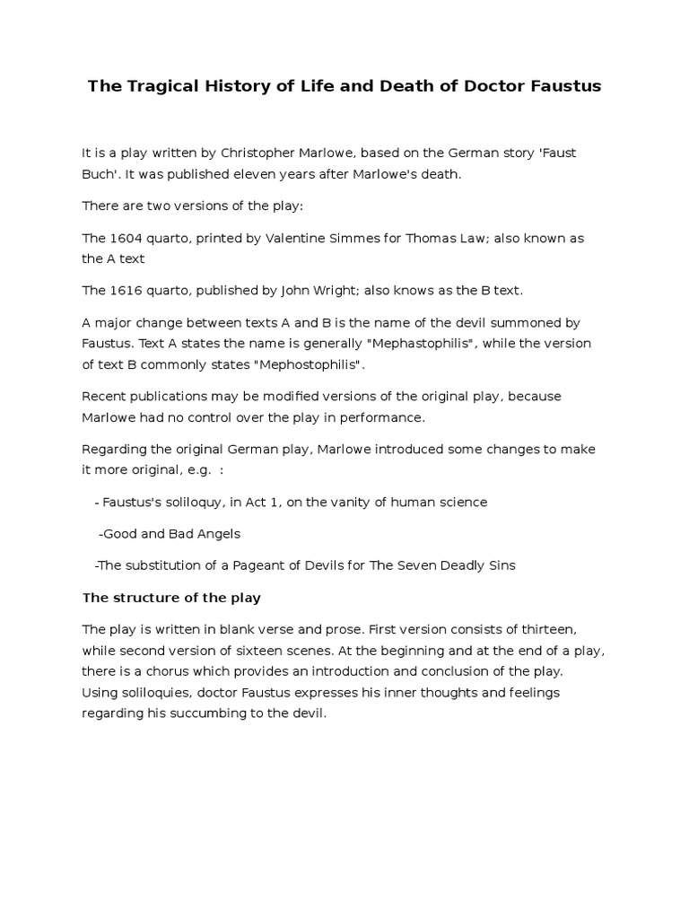 The Tragical History of Life and Death of Doctor Faustus | PDF ...