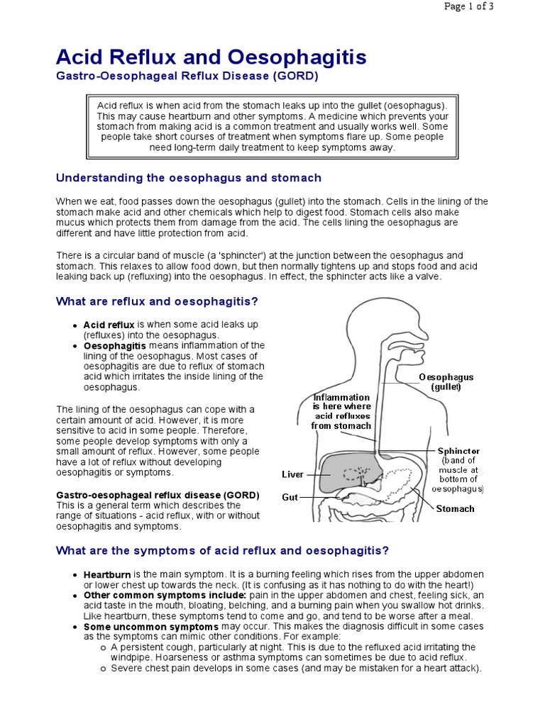 Acid Reflux and Oesophagitis | PDF | Gastroesophageal Reflux Disease ...
