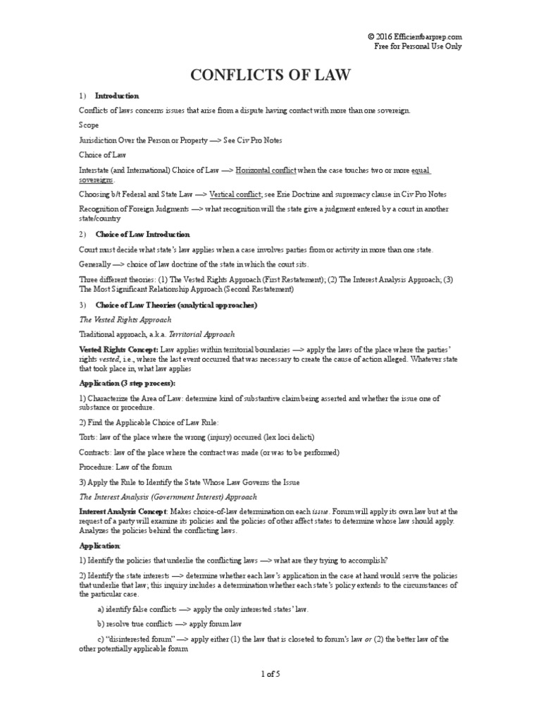 Conflict of Laws | PDF | Choice Of Law | Domicile (Law)