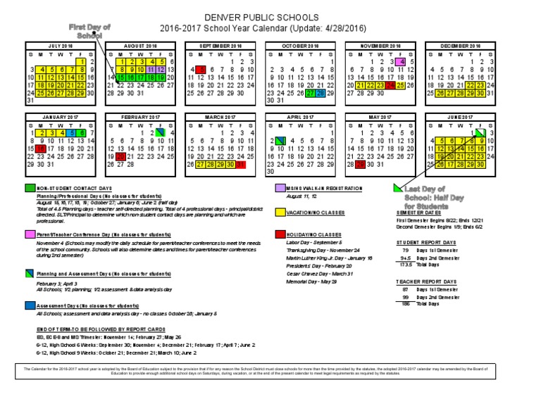 2016-2017 School Year Calendar | PDF | Academic Term | Social Institutions