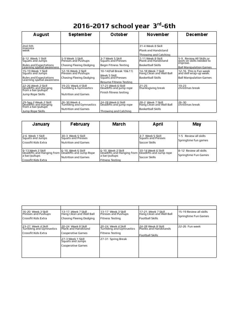 2016 2017schoolyearcalender3 6 | PDF | Sports & Recreation