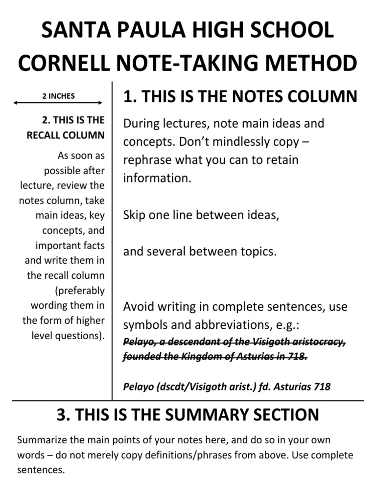 Cornell Note Taking | PDF