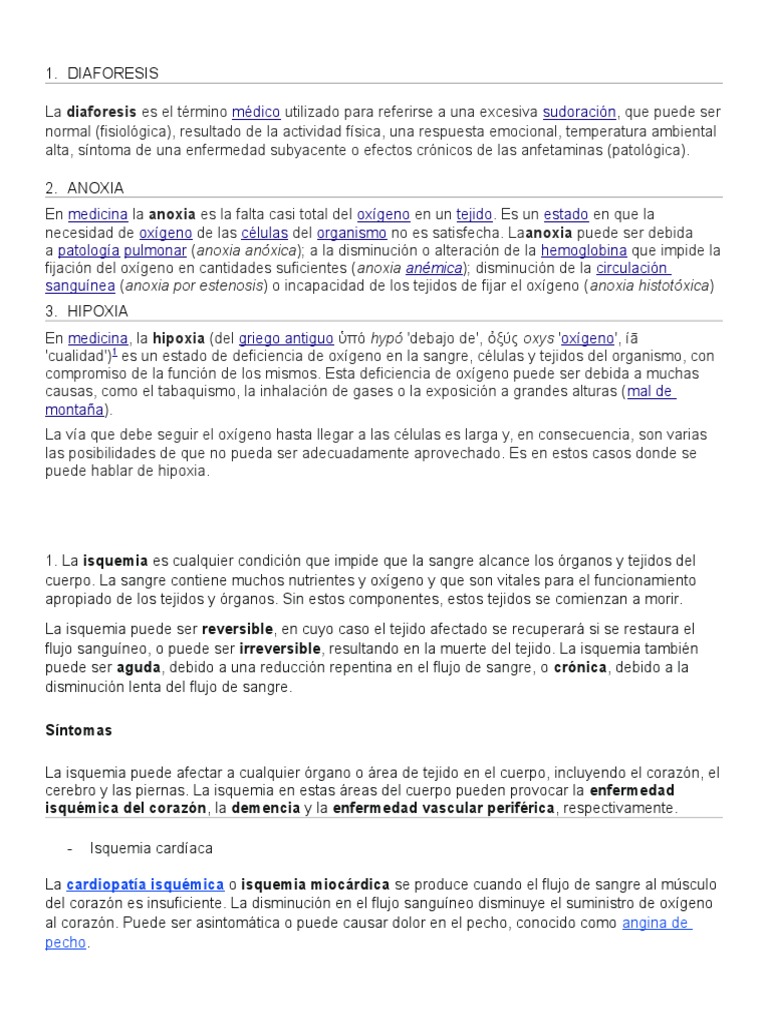 DIAFORESIS | Isquemia | Hipoxia (médica)